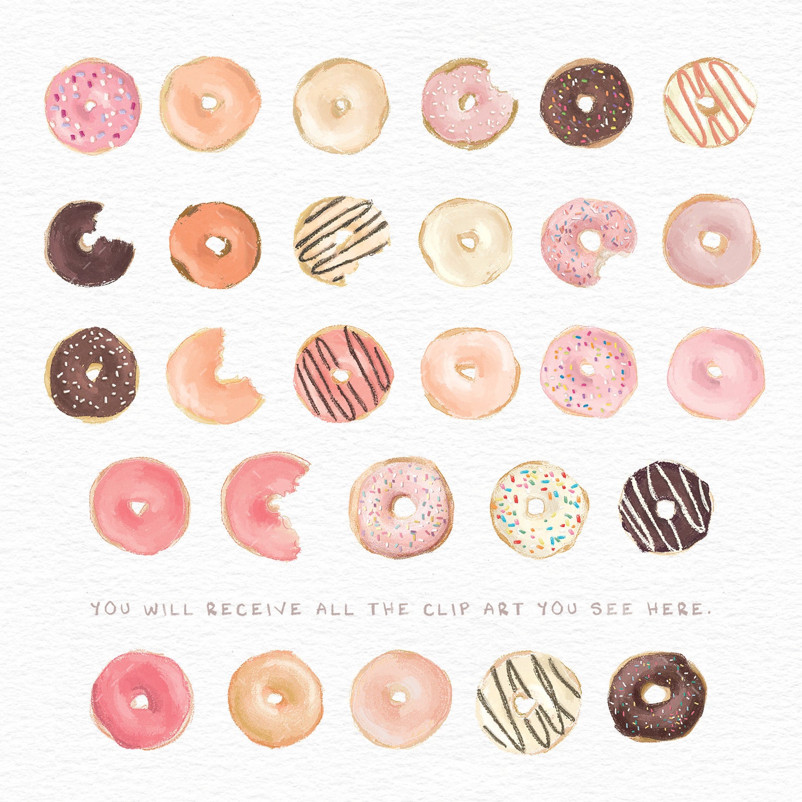 Complete Donut Set Number 1, All 28 Donuts, Instant Downloadable ...