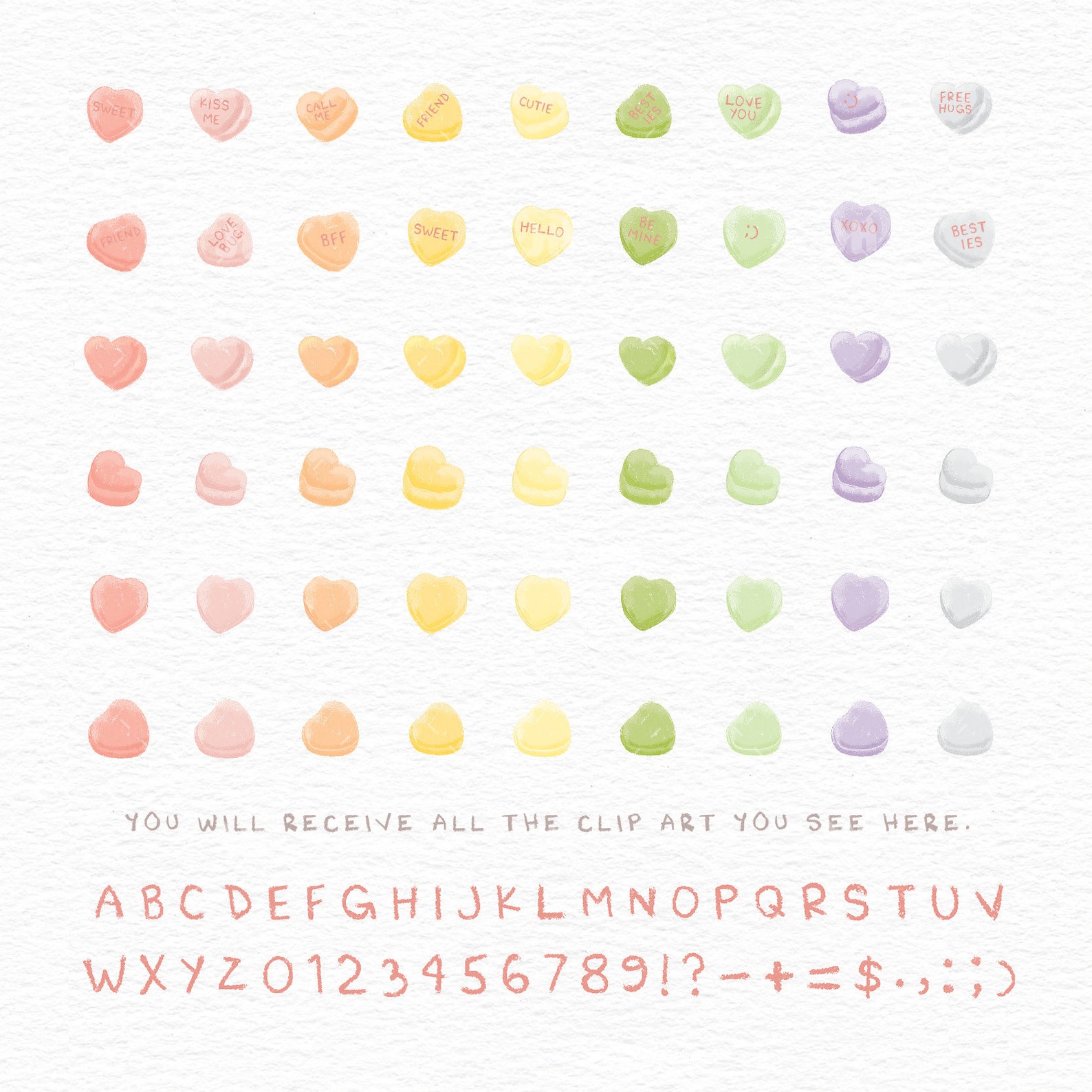 Make Your Own Conversation Sweet Heart Candy Clip Art - Instant ...