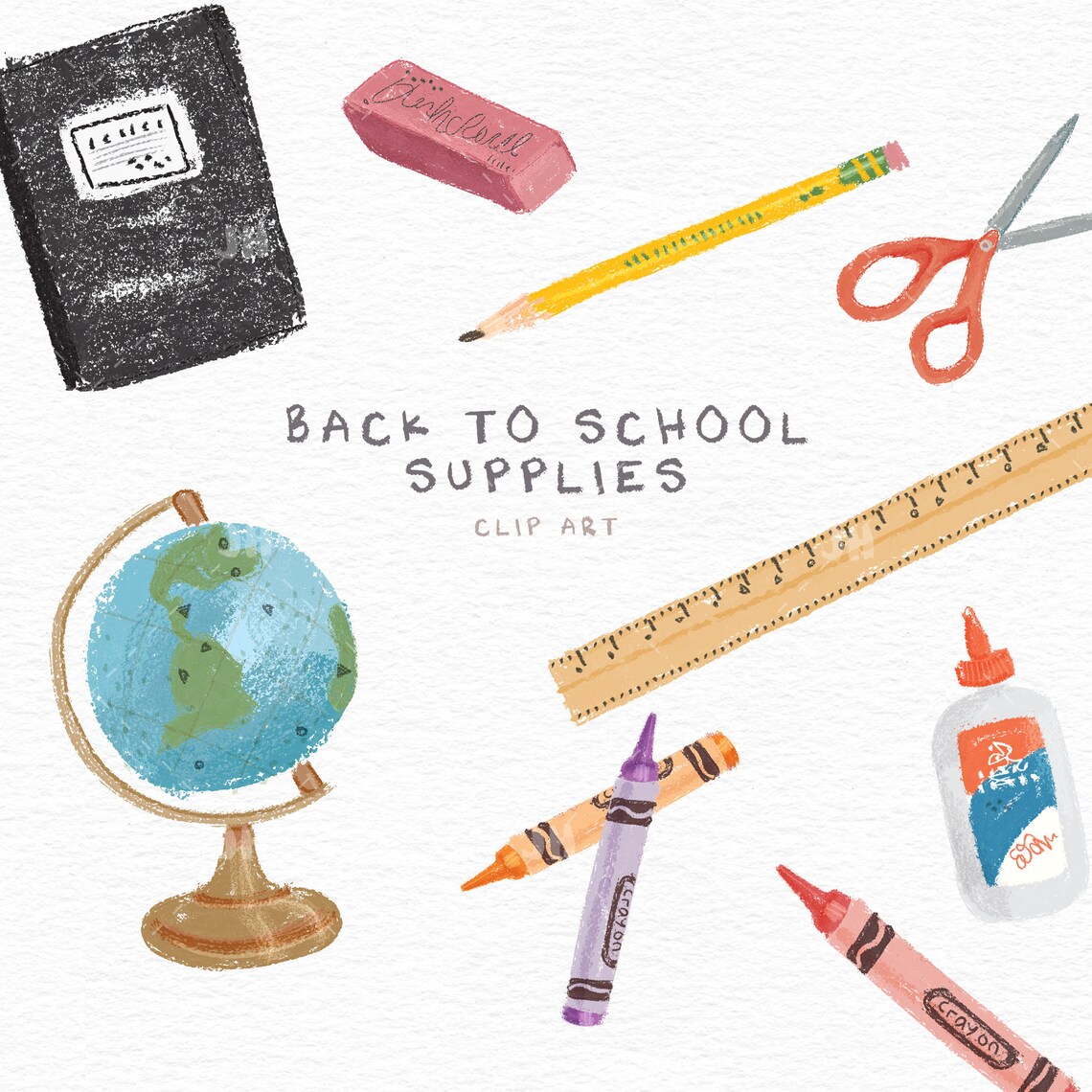 Back to School Clip Art Set, 21 Clipart Images, Instant Downloadable ...