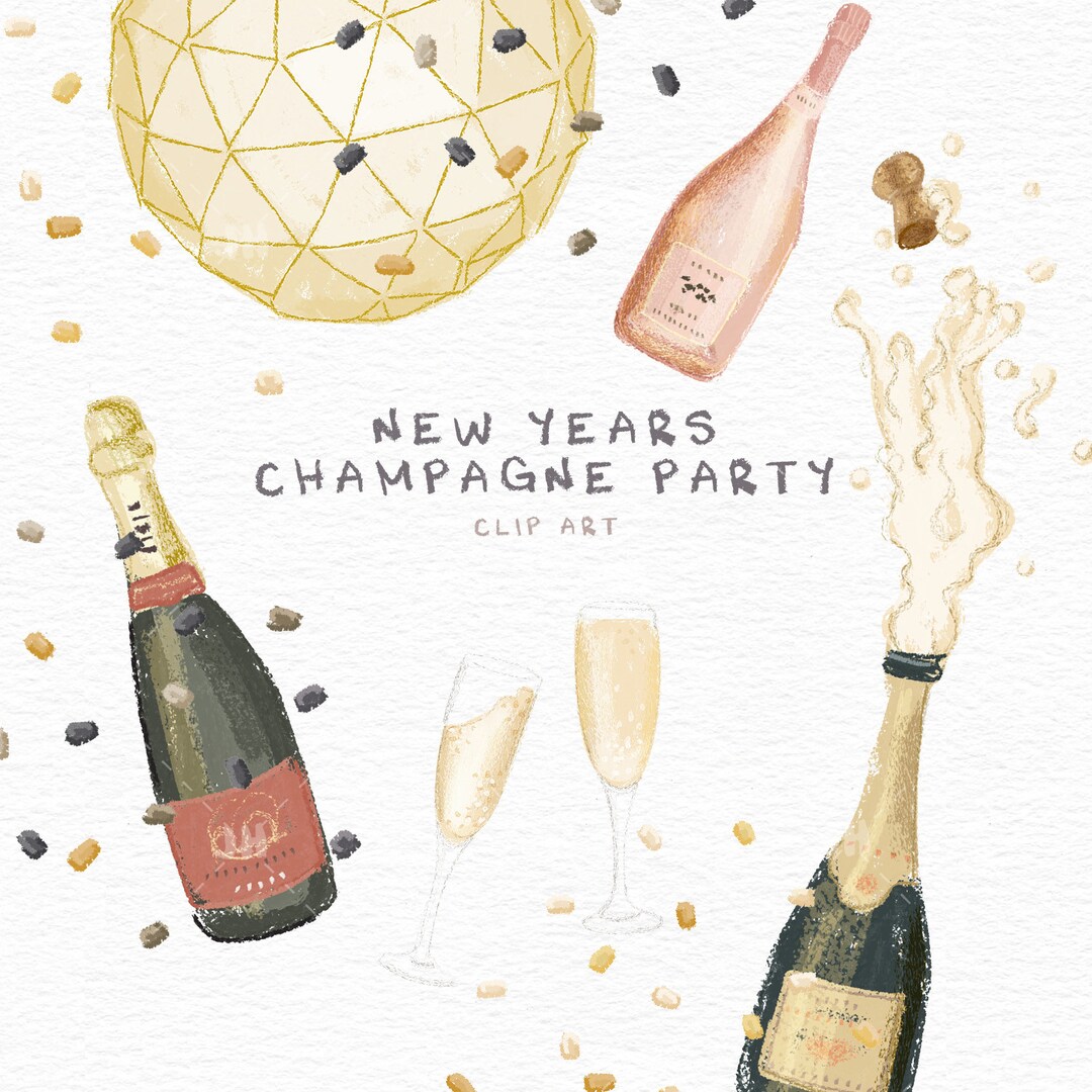 New Years Champagne Party Clip Art Set, Adult New Years Art, Holiday ...