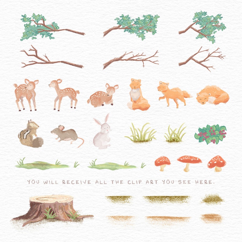 Woodland Creatures Clip Art, Downloadable Images for Designs, Clipart ...
