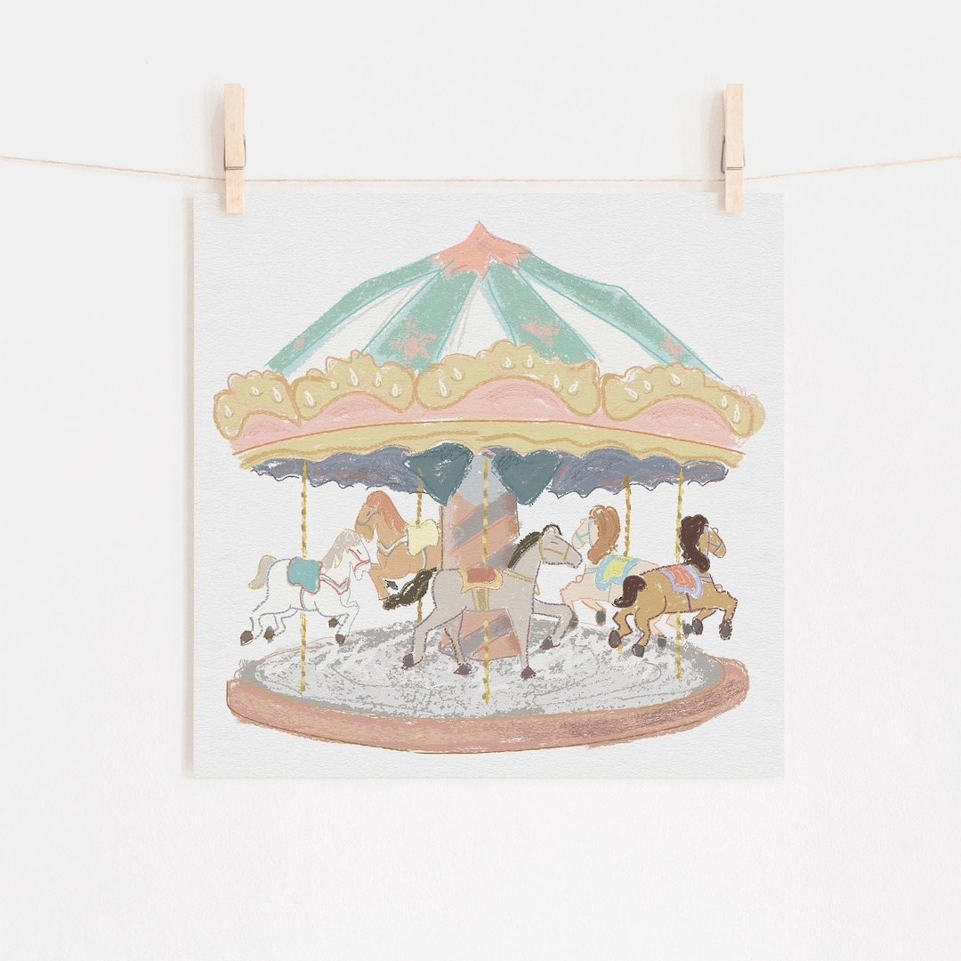 Carnival Carousel UPDATED With Larger Sizes - Children's Art Print ...