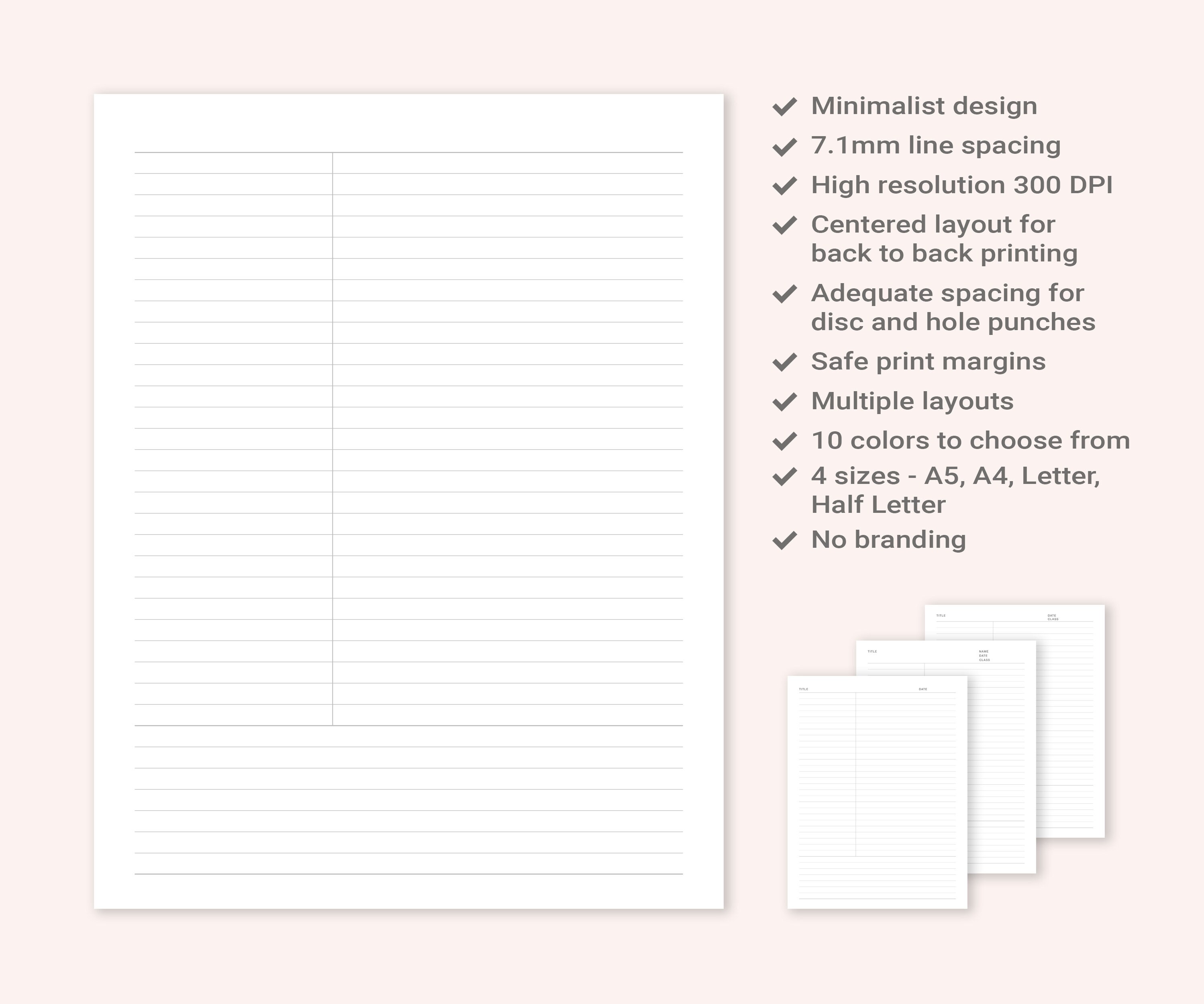 The Ultimate Cornell Notes Template Pack - College Ruled | Medium Ruled ...