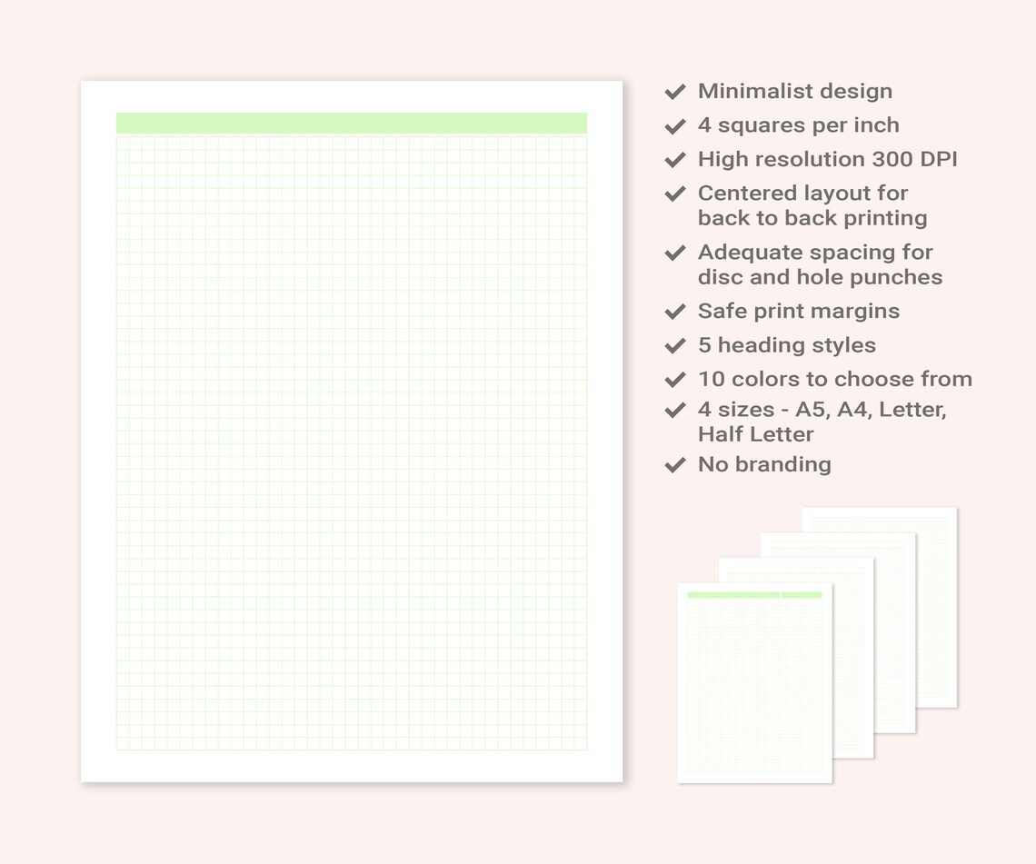 Printable Graphing Paper Templates (4x4) - 4 Squares per Inch Quad ...
