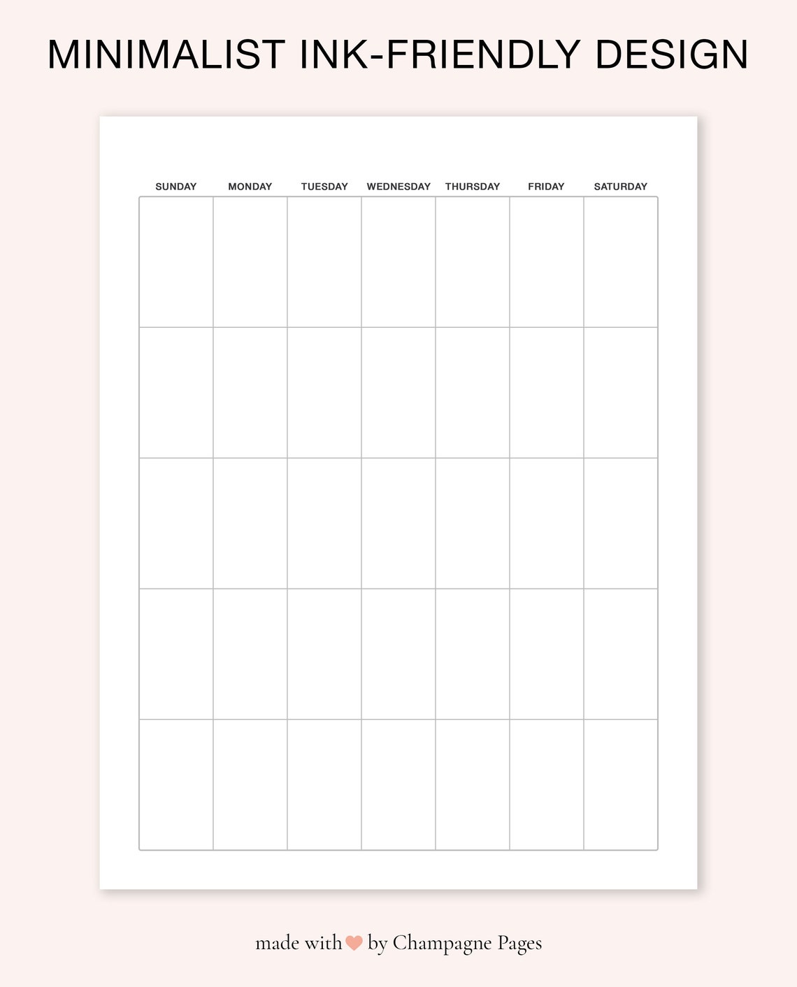 Minimalist Calendar Printable Bundle Monthly Calendar PDF - Etsy
