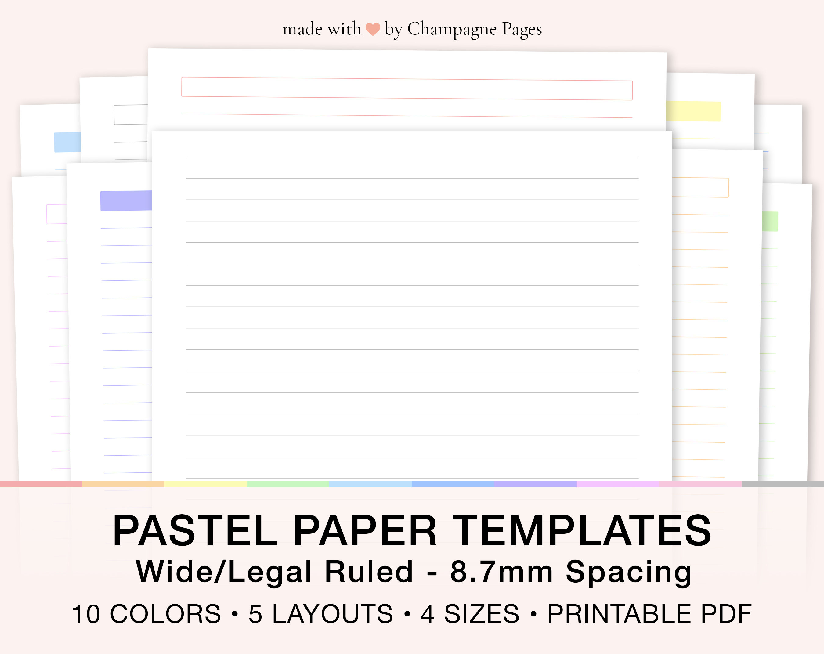 Printable Wide Ruled Paper – 8.7mm, A5/a4/letter Sizes (PDF) - Etsy