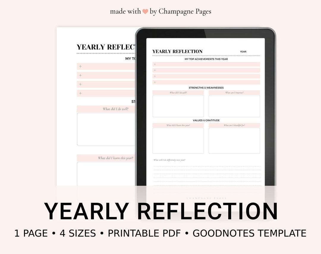 Printable Yearly Reflection Worksheet, Gratitude Template (PDF) - Etsy