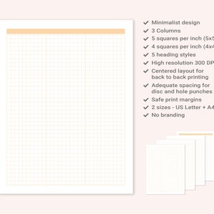 3-column Graphing Paper Templates – Pastel Grid, US Letter & A4 ...