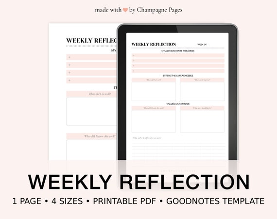 Printable Weekly Reflection Worksheet Weekly Gratitude Week - Etsy