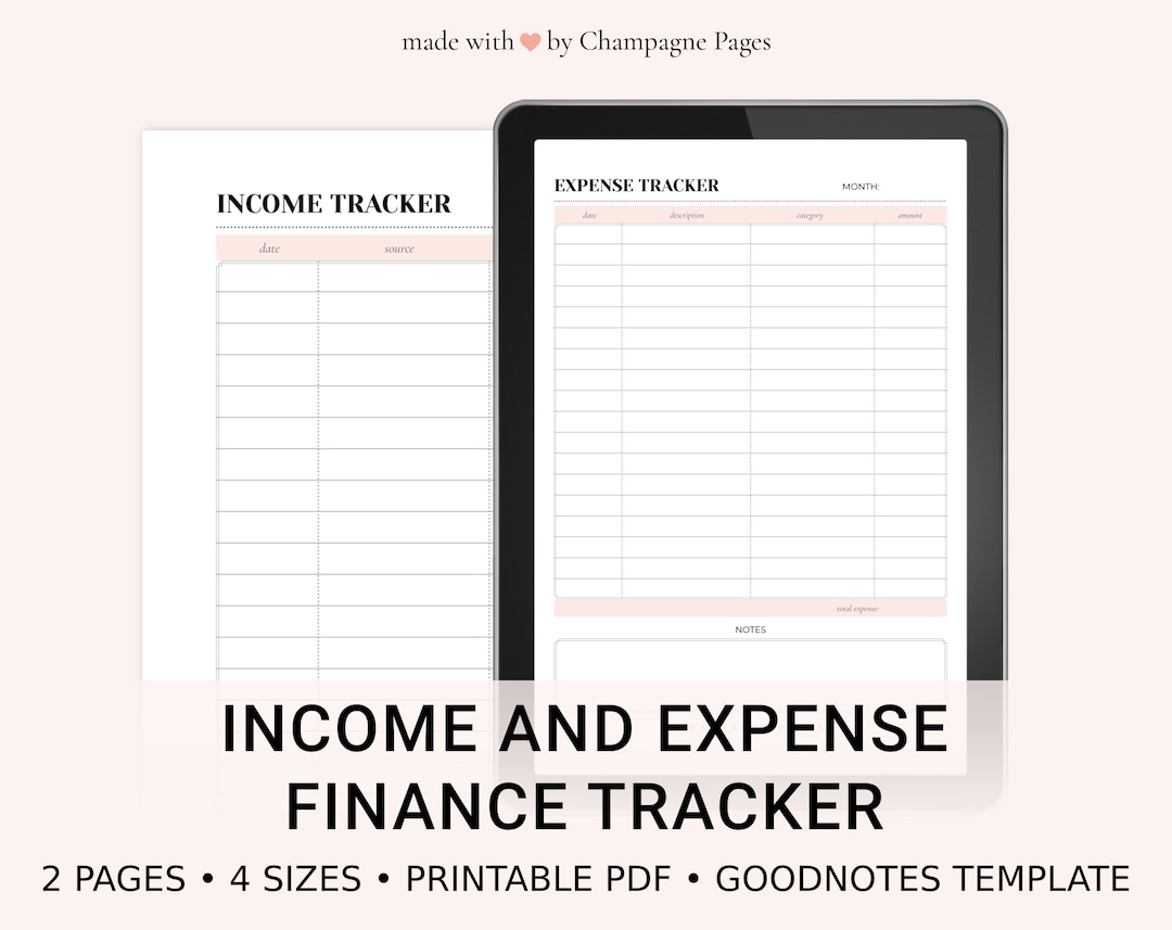 Income and Expense Tracker, Printable Finance Planner (A5, A4, Letter ...