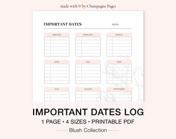 Important Dates To Remember Printable