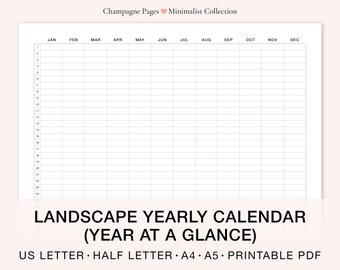 Yearly Overview Planner Digital Year at a Glance Template - Etsy
