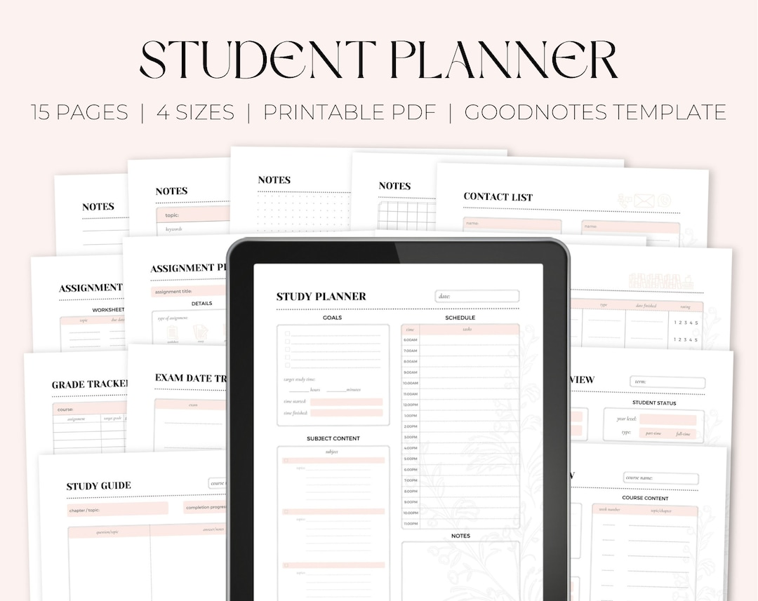 Student Digital Planner, Study Planner Printable, Goodnotes Student ...