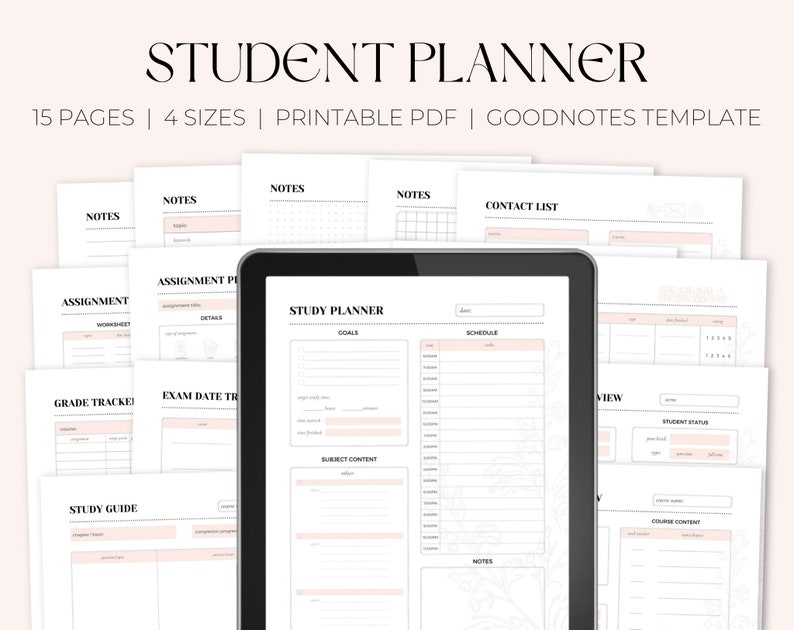 Student Digital Planner, Study Planner Printable, Goodnotes Student ...