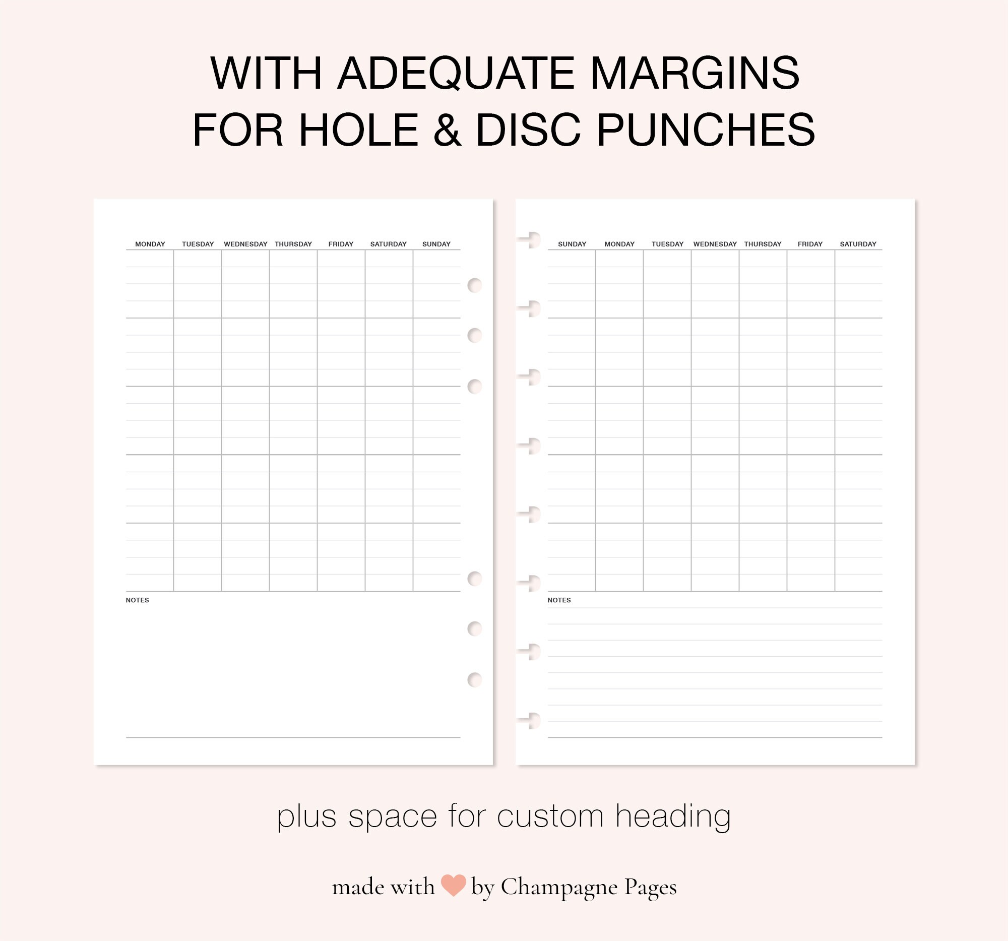 Portrait Undated Monthly Calendar With Notes (printable PDF) - Etsy