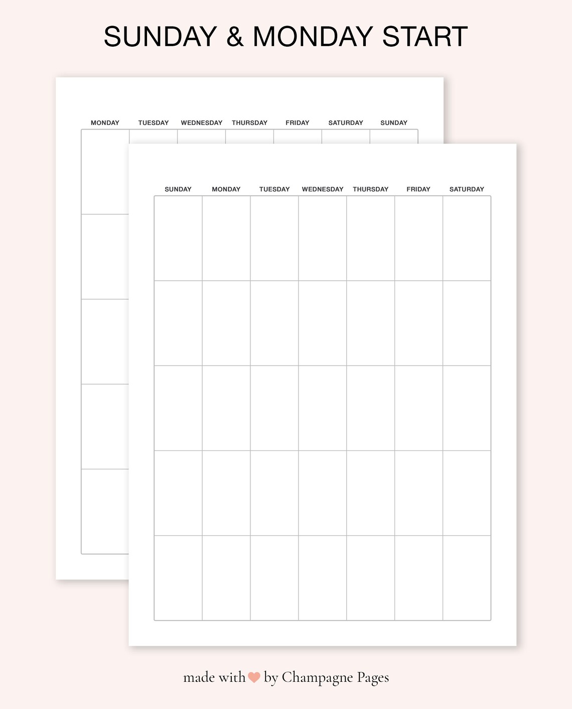 Minimalist Calendar Printable Bundle Monthly Calendar PDF - Etsy