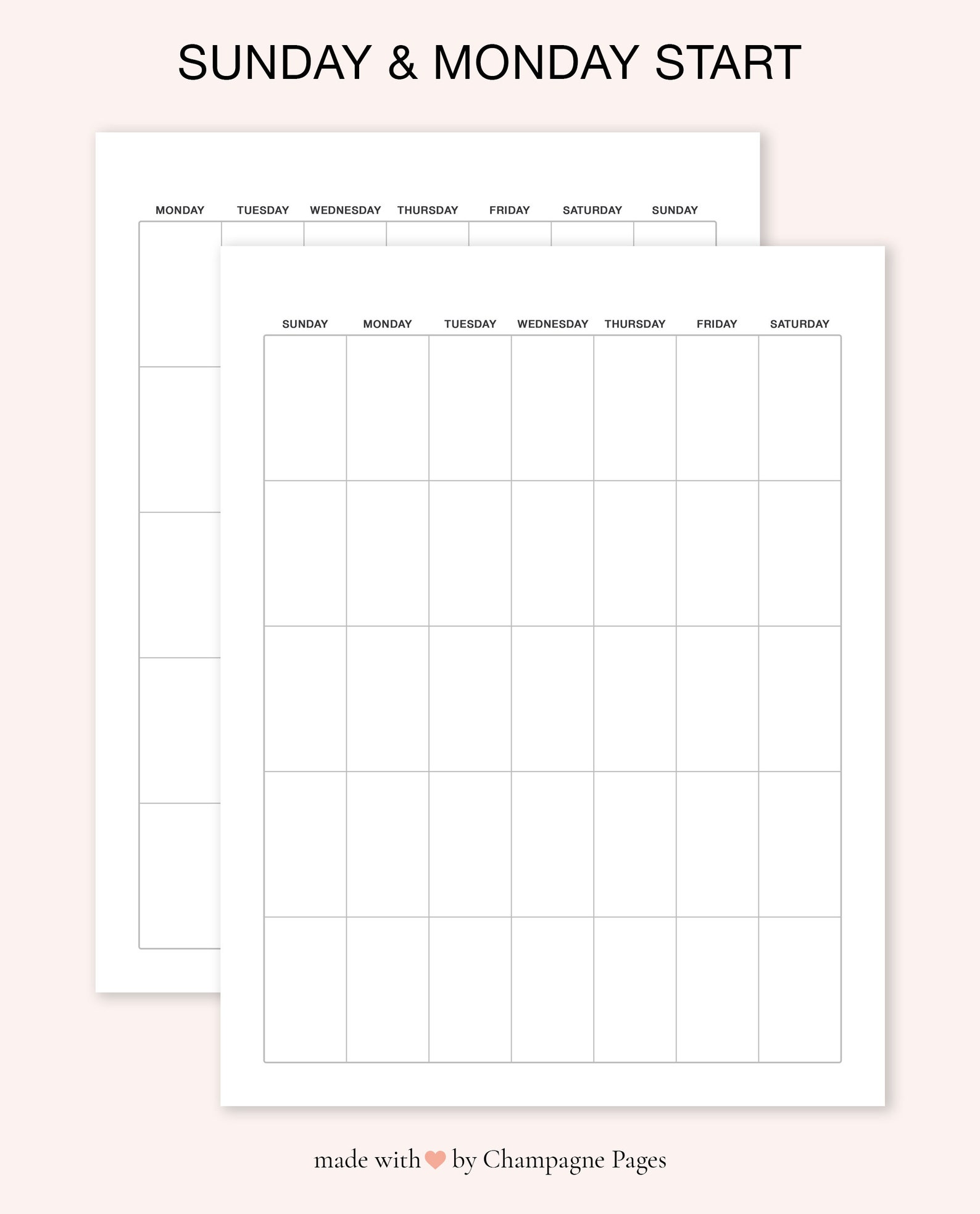 Minimalist Calendar Printable Bundle, Monthly Calendar PDF, Editable ...