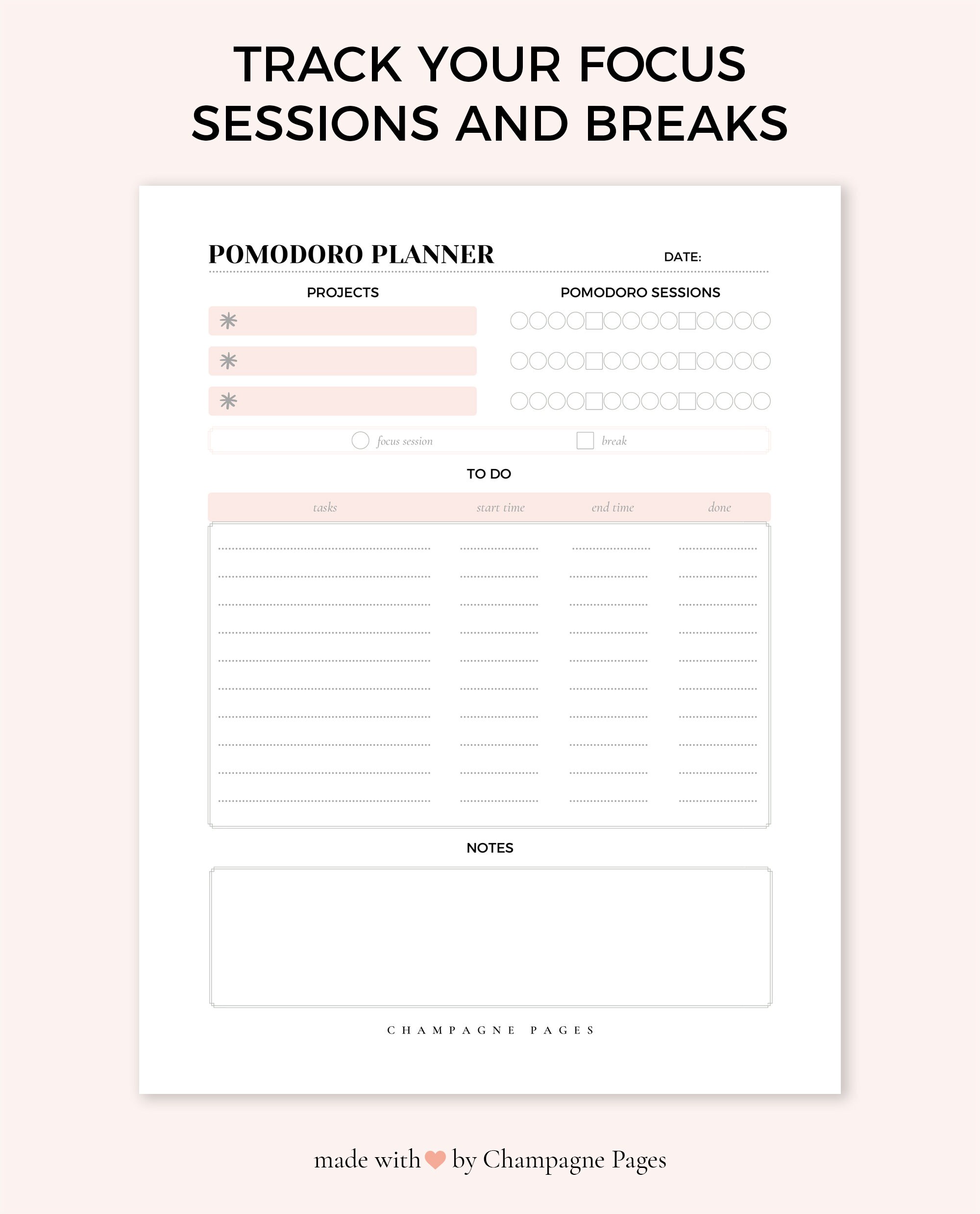 Pomodoro Tracker Printable, Pomodoro Planner, Productivity Tracker ...