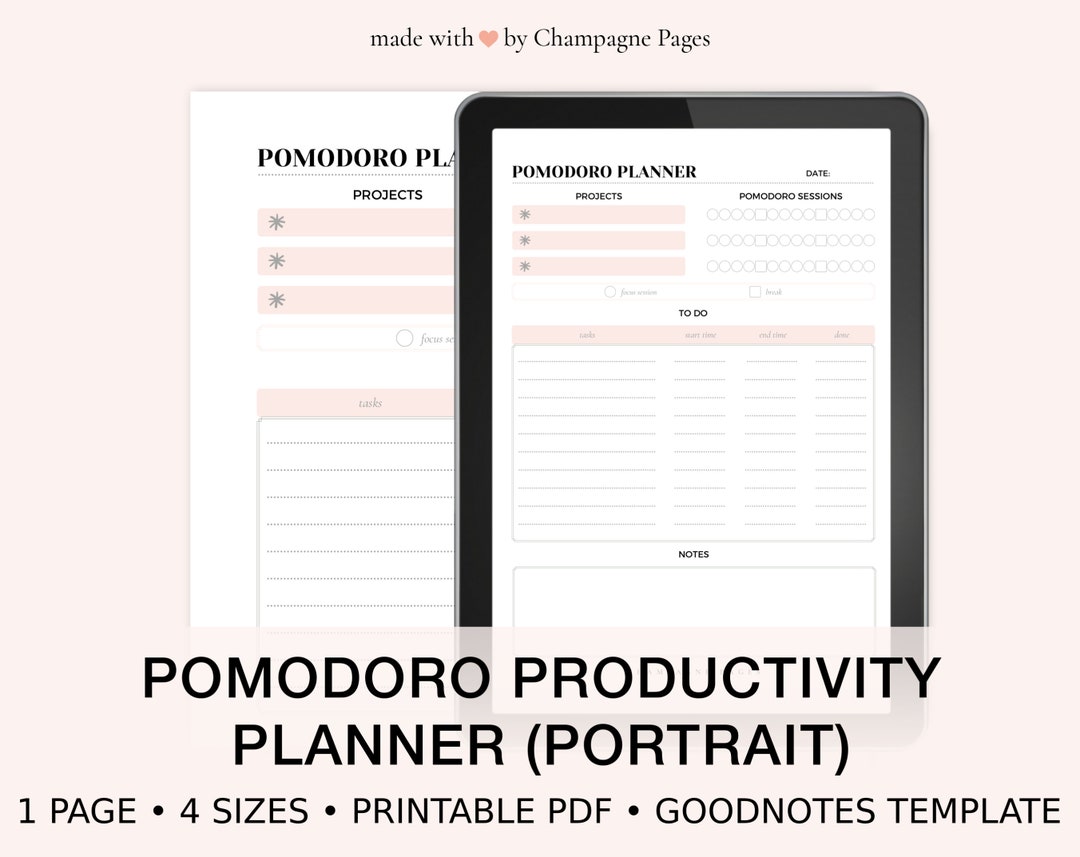 Pomodoro Tracker, Pomodoro Planner, Productivity Worksheet, Goodnotes ...