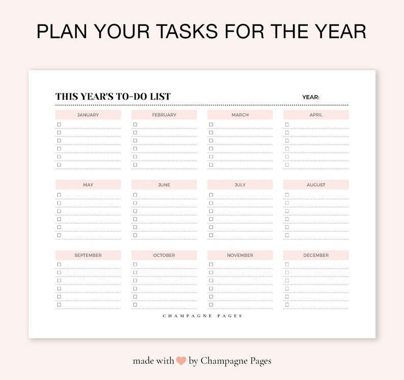 Printable Undated Yearly to Do List, Goodnotes Template (PDF) - Etsy