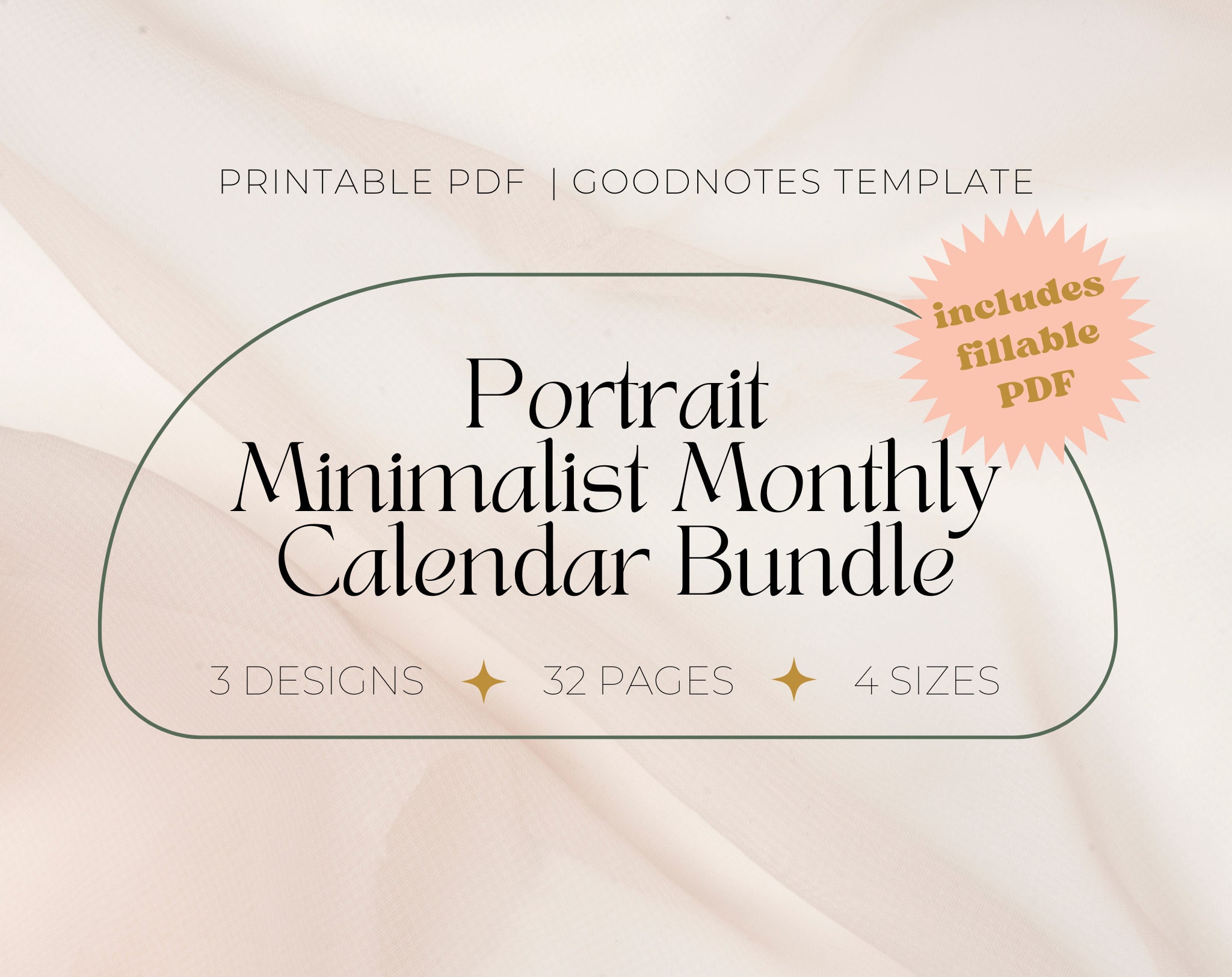 Minimalist Calendar Printable Bundle, Monthly Calendar PDF, Editable ...