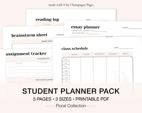 Printable Student Planner Pack Back to School Planner Study - Etsy