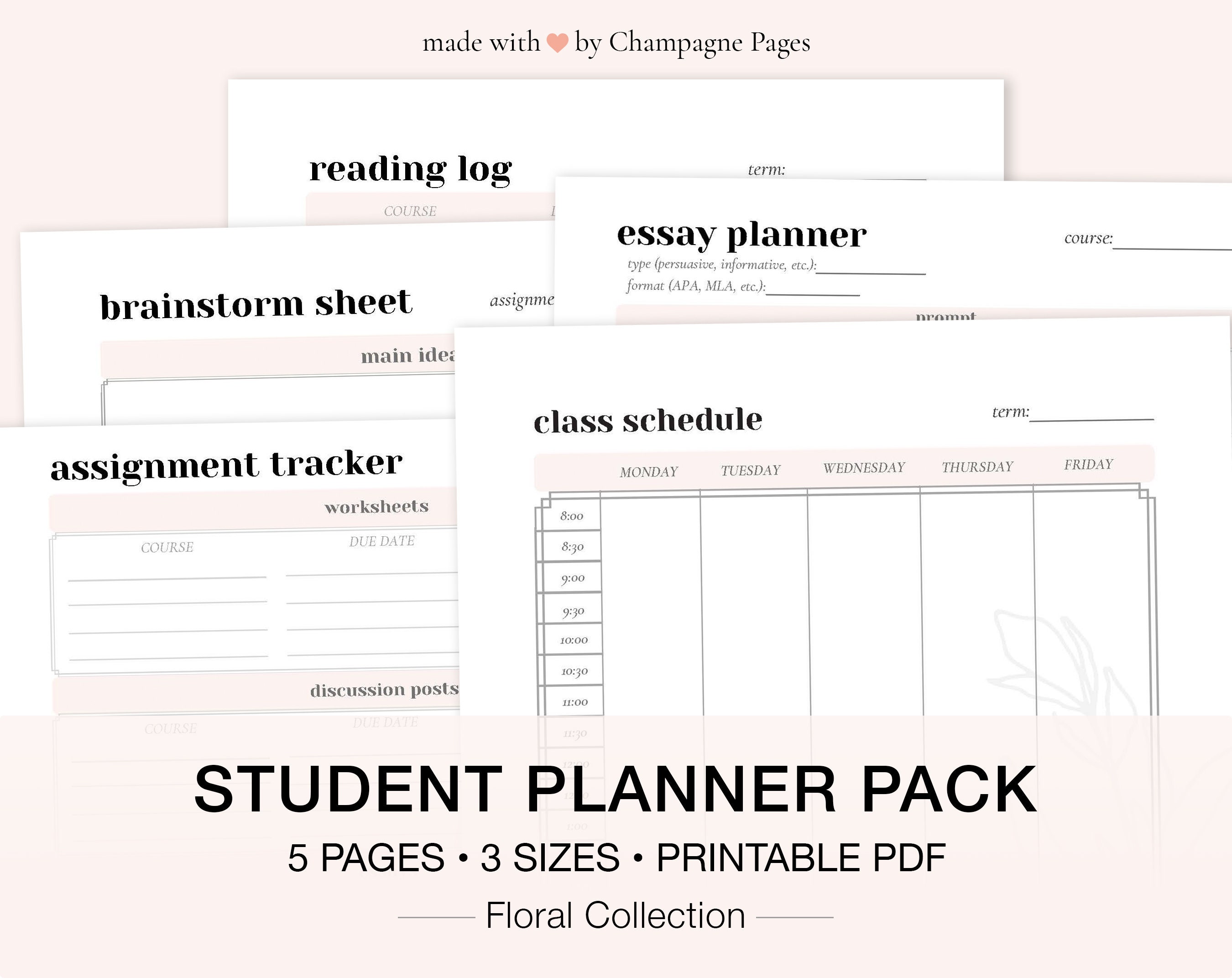 Printable Student Planner Pack, Back to School Planner, Study Planner ...