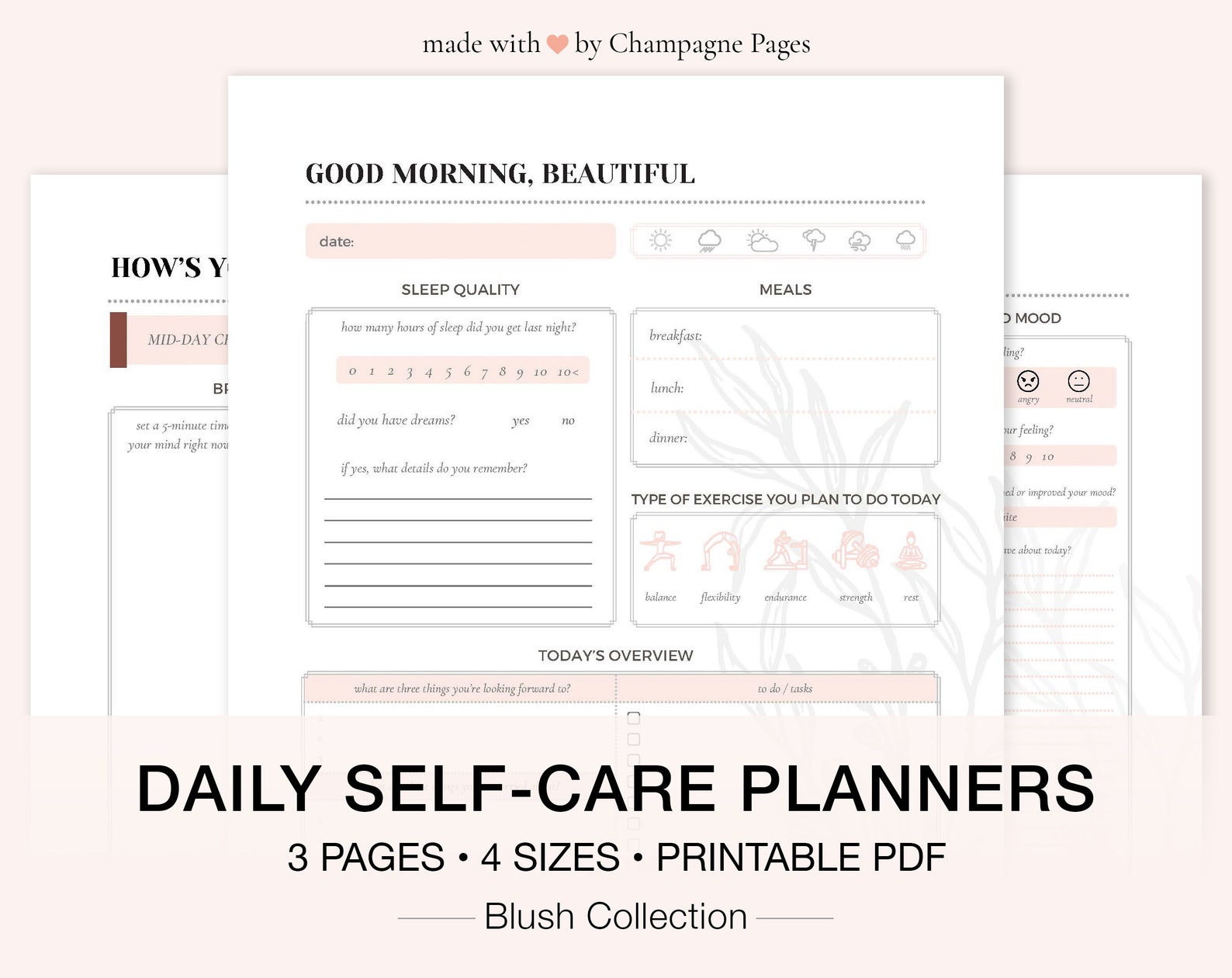 Printable Daily Self-care Planner Self-care Checklist | Etsy