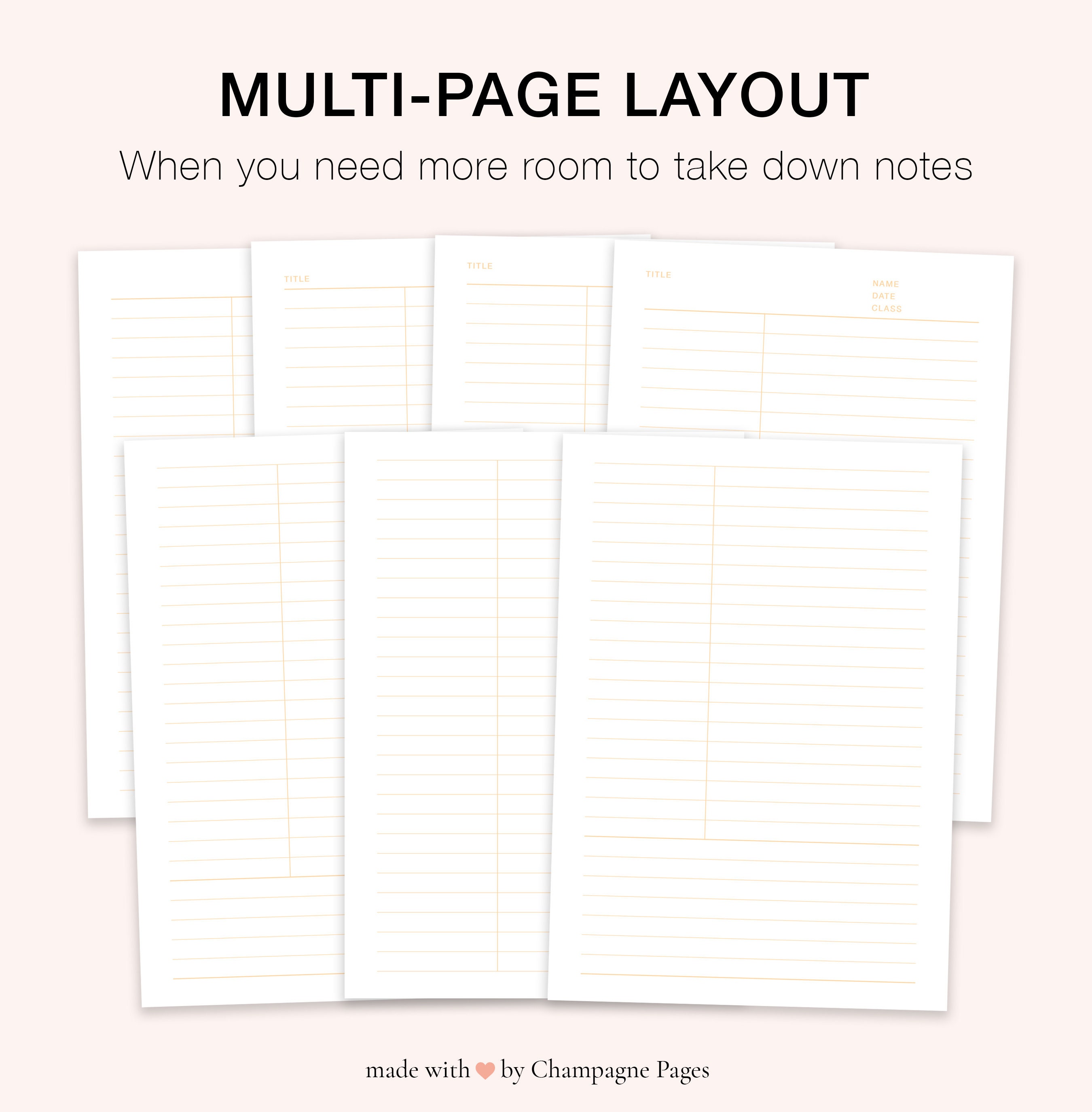The Ultimate Cornell Notes Template Pack - College Ruled | Medium Ruled ...