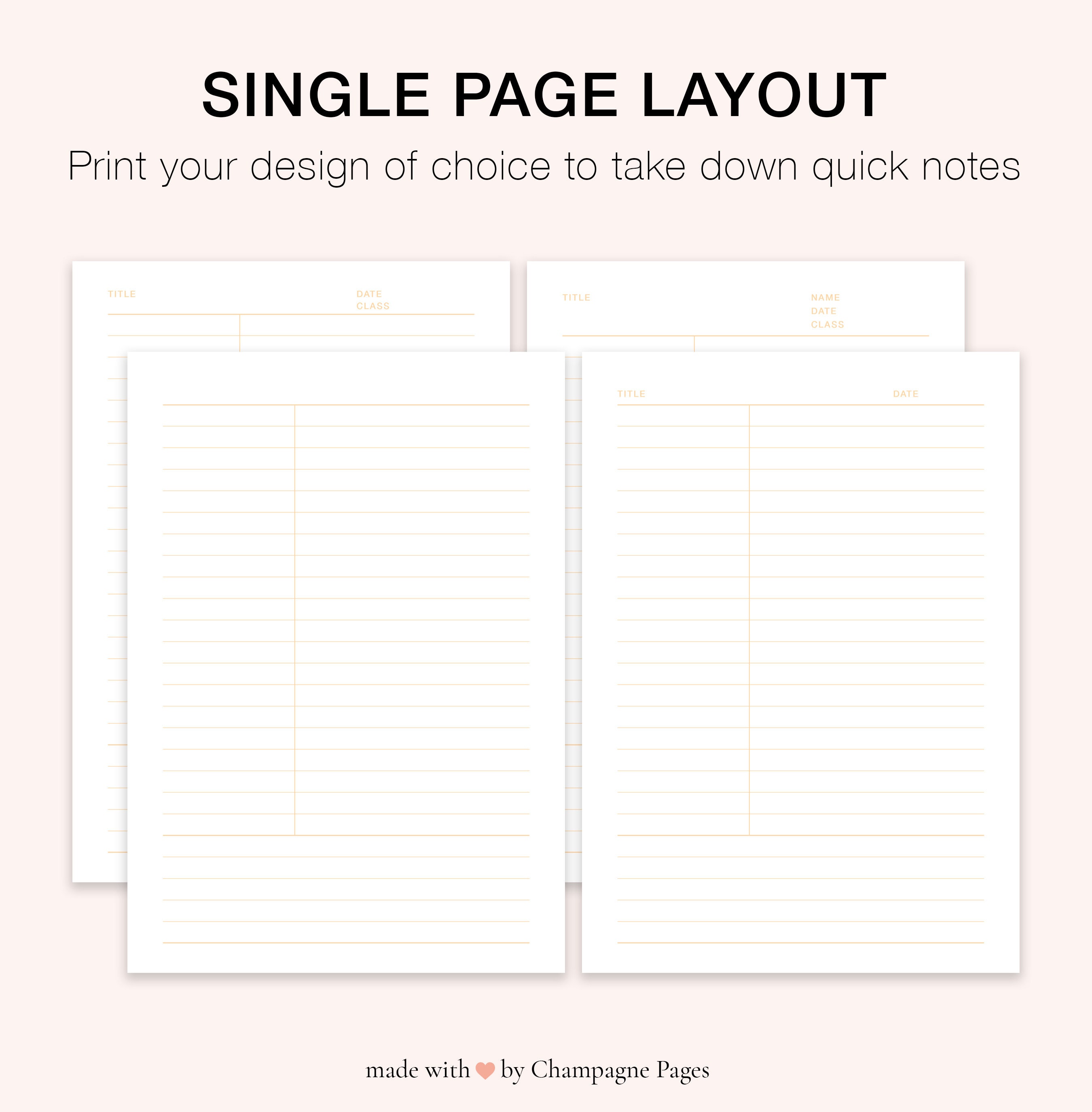 The Ultimate Cornell Notes Template Pack - College Ruled | Medium Ruled ...