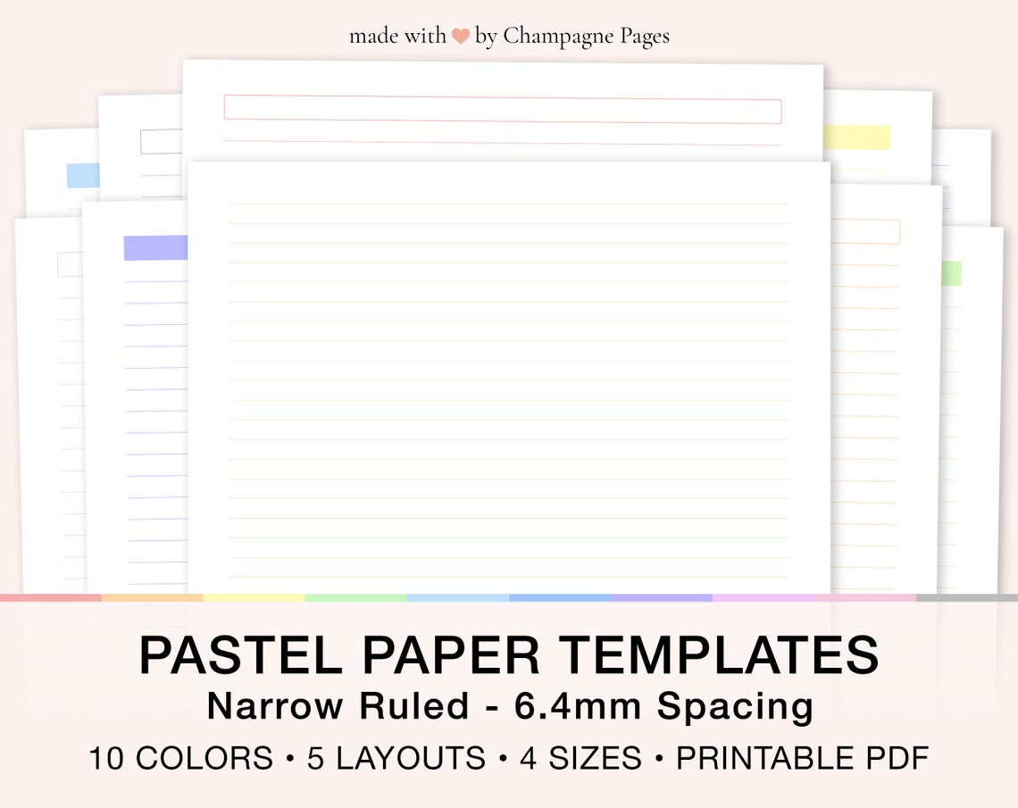 Printable Paper Templates Narrow Ruled 6.4mm Spacing Lined - Etsy