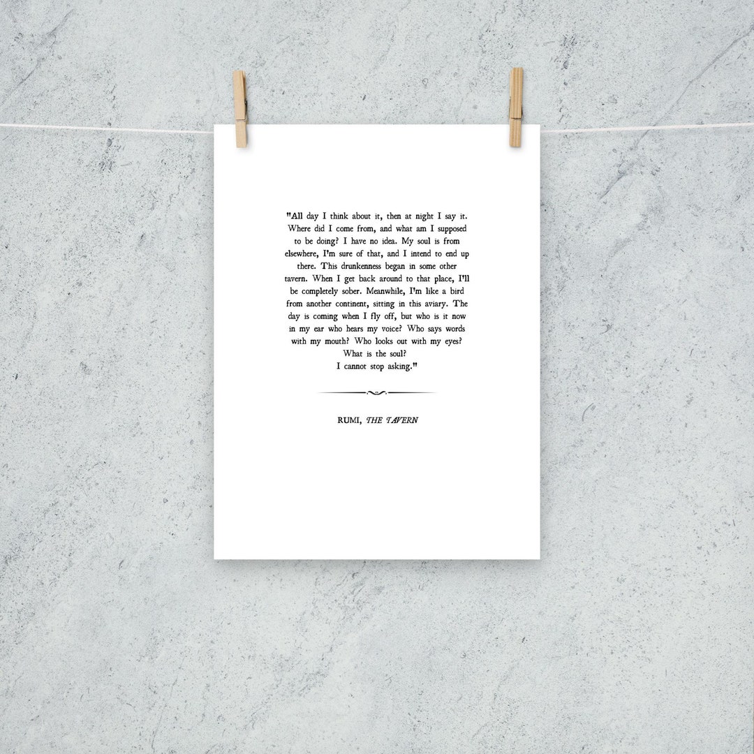 Rumi Poster, Rumi Poem, Rumi Artwork, the Tavern by Rumi, Persian ...