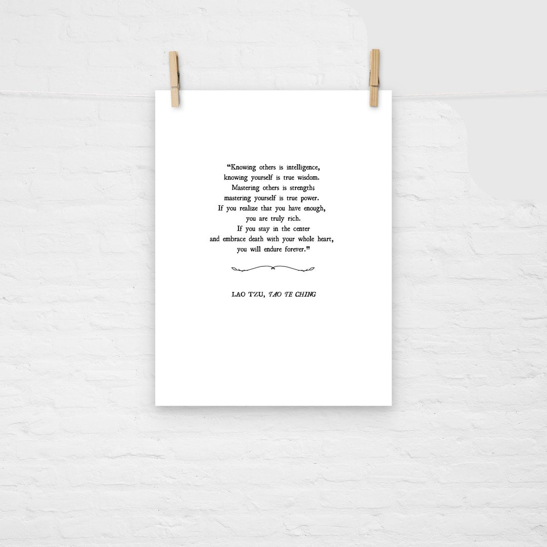 Lao Tzu Poster, Tao Te Ching Poster, Mindfulness Poster, Spirituality ...