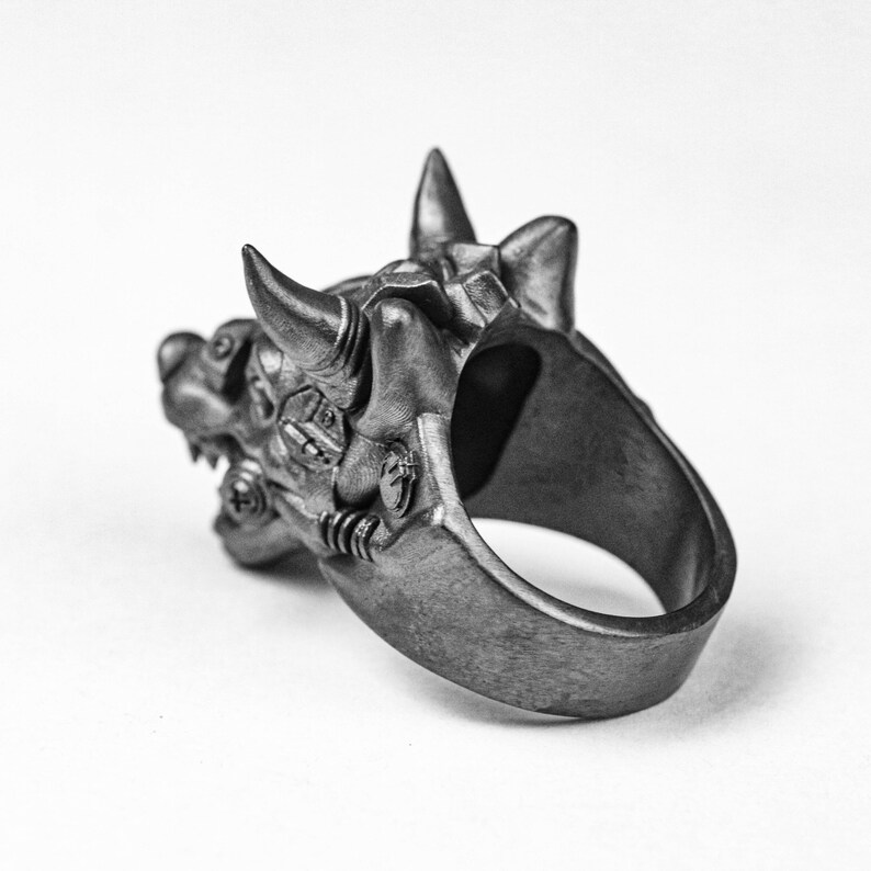 Hyena Tooth Ring, Mechanical Wolf Dog, Brass & Sterling Silver - Etsy