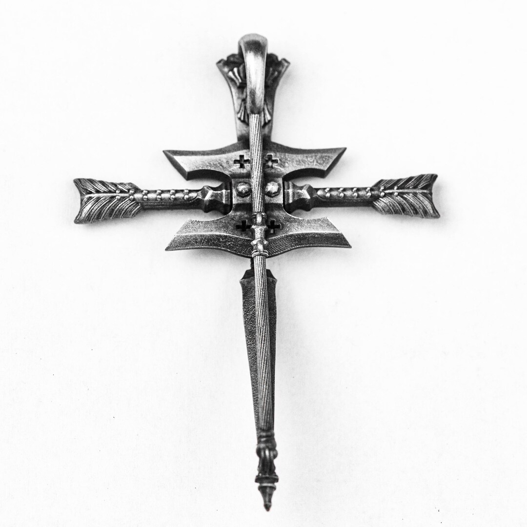 Catholic Double Ax Holy Bow Jihad Cross Pendant Necklace Weapon ...