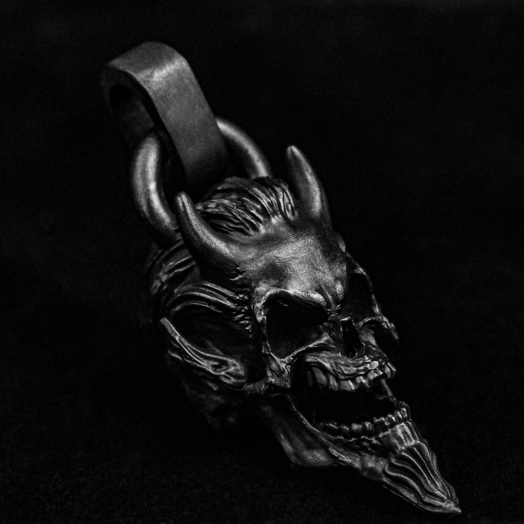 Hell Satan Skull Pendant Necklace Character Demonic Ruler Myth Angel ...