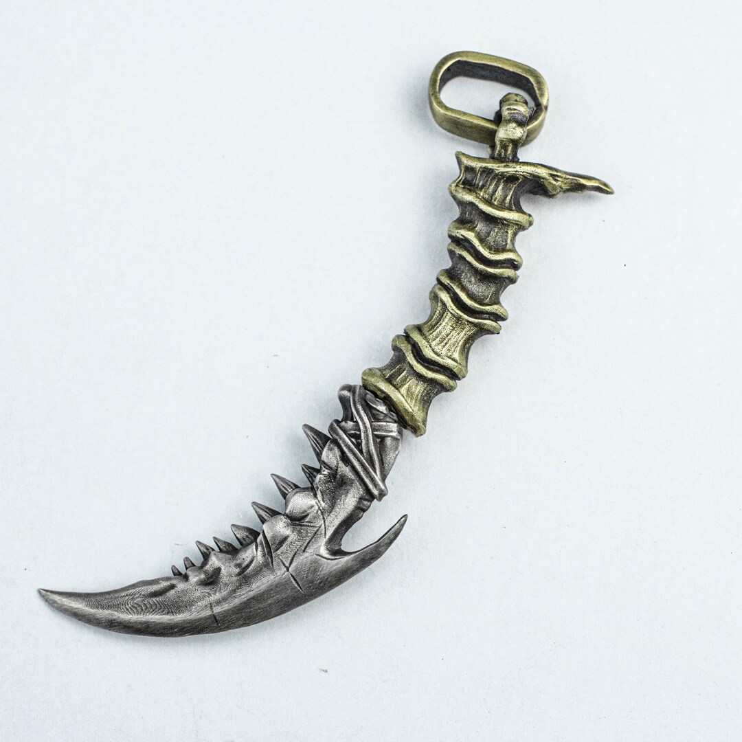 Handmade Spine Knife Head Pendant: 925 Silver & Brass - Etsy