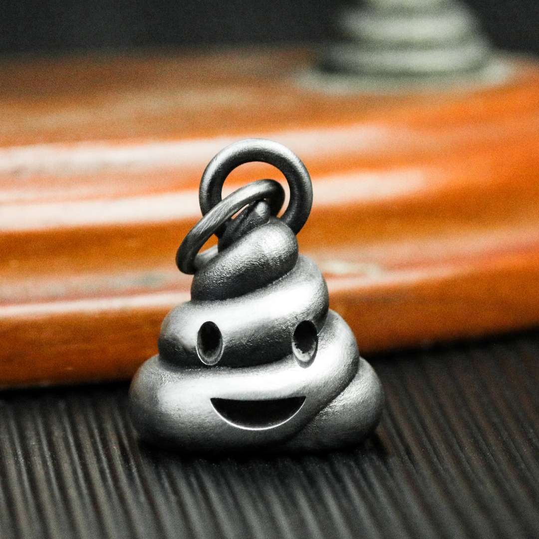 Poop Emoji Necklace - Poop Pendant - Genuine 925 Sterling Silver - Poop ...