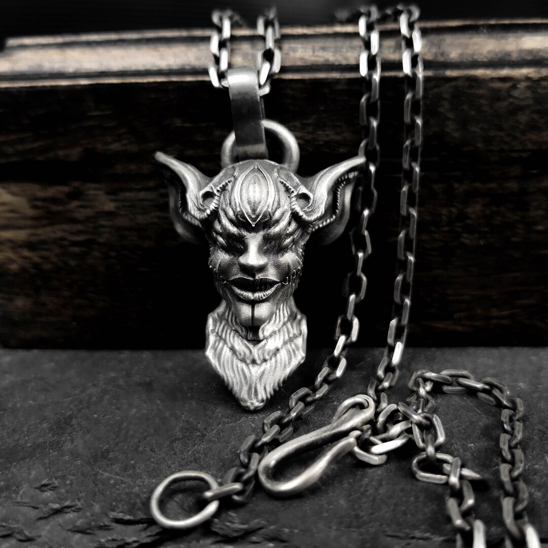 Vintage Bat Demon Necklace Dark Night Demon Silver Pendant, Mysterious ...
