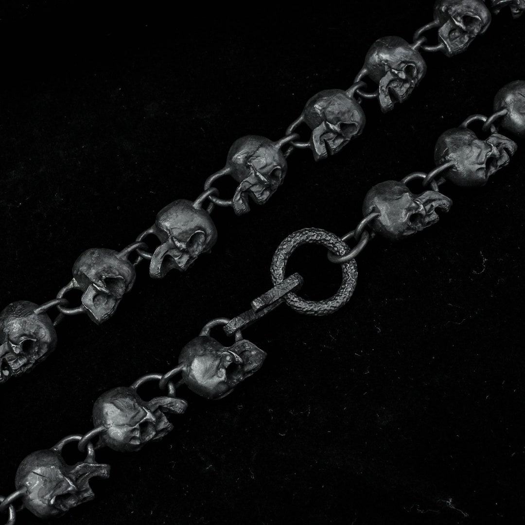 Skull String Necklace, Gothic Skull Bracelet, Men's Heavy Industry ...