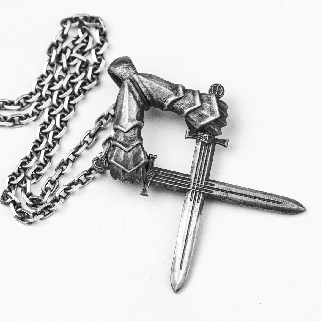 Catholic Holy Warrior Armor Crossed Arms Knife Cross 925 Sterling ...