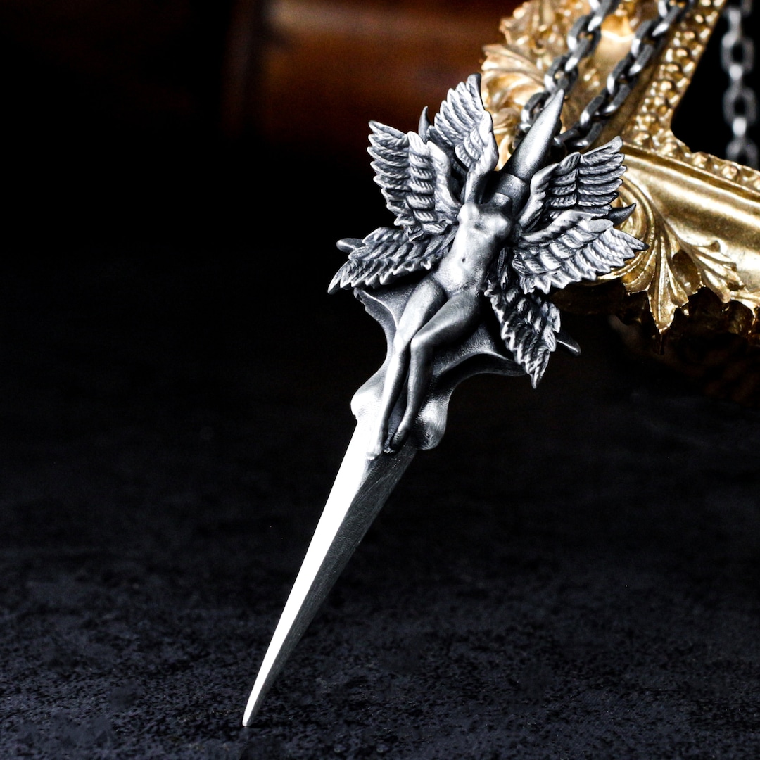 Seraphim Pendant Necklace Demon Wings Memorial Gift Witch Goddess ...