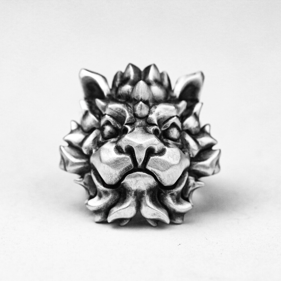 Lion King Ring, Leo Ring Gift, Silver Mane Lion Head Ring, Gatekeeper ...