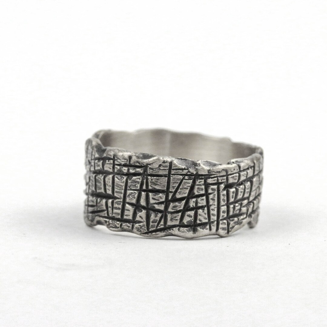 Antique Textured Ring - Organic Look - Hand Forged Silver Ring - Line ...