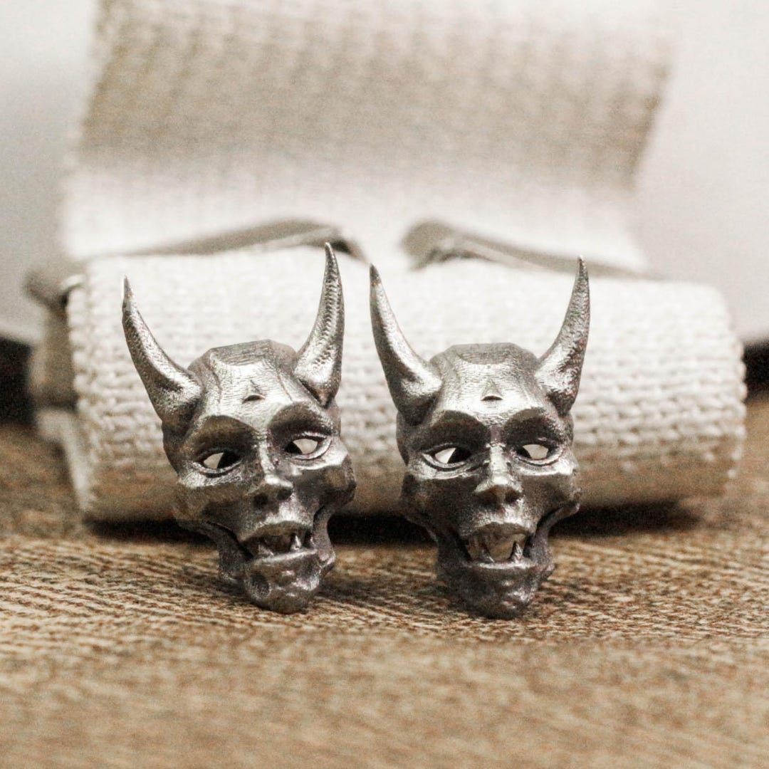 Handmade Sterling Silver Devil Face Earrings, Gothic Skull Design - Etsy