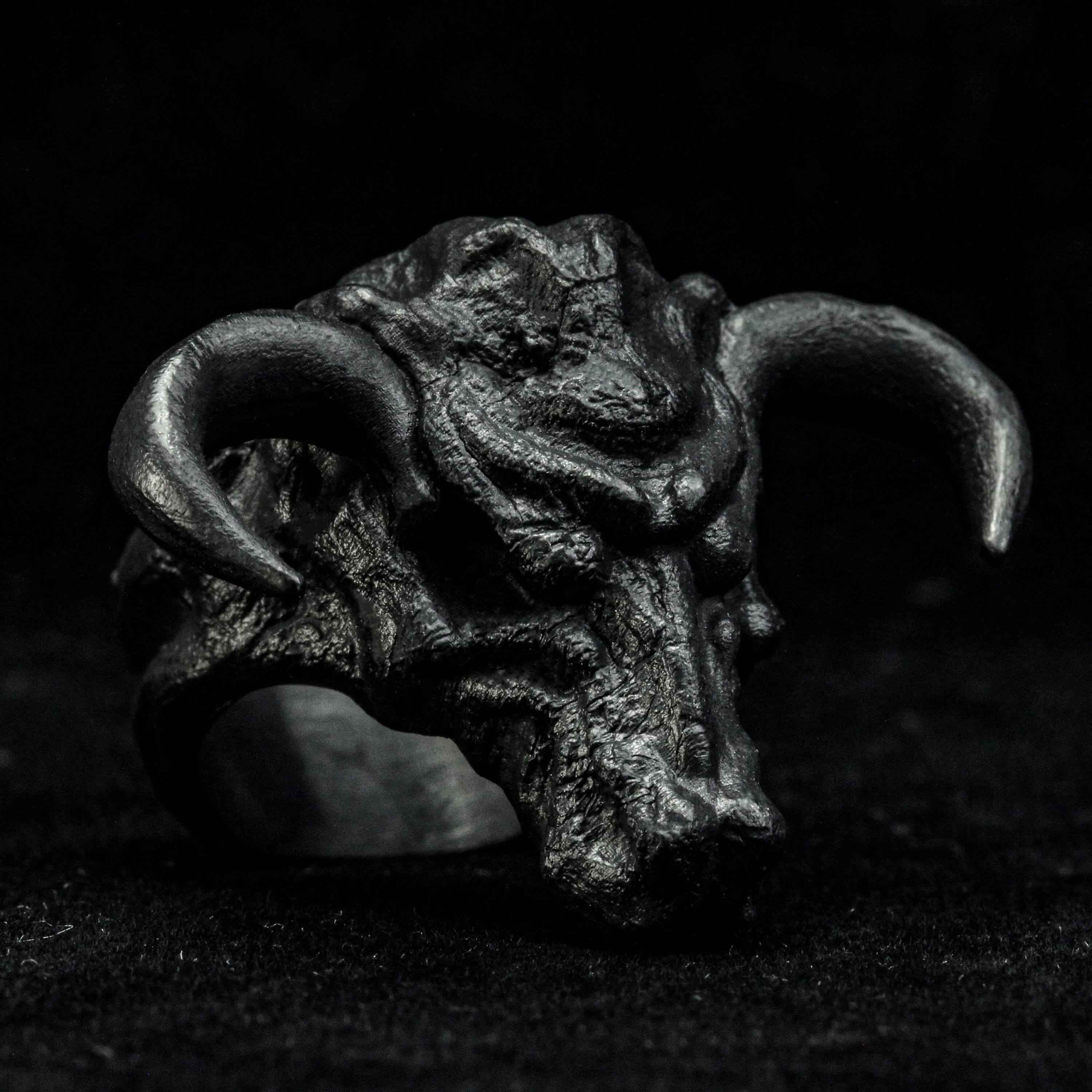 Silver Bull Ring Mens Bull Ring 3D Bull Head Ring Oxidized - Etsy UK