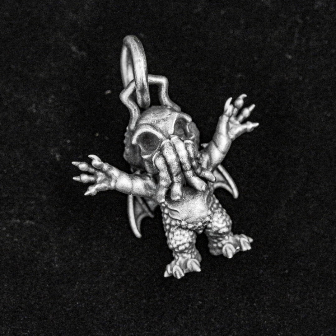 Little Cthulhu Pendant-gothic Pendant-handmade Cast Sterling Silver ...