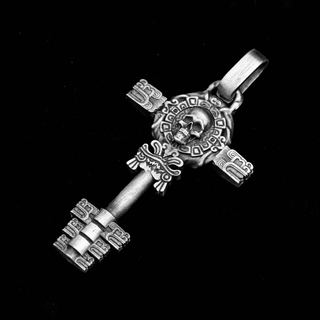 Mayan God's Prophecy Lock Necklace Key 925 Sterling Silver Pendant High ...