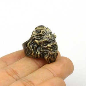 Lion Brass Ring - A Leo Gift, Animal Amulet, Mane Lion King Ring - Etsy