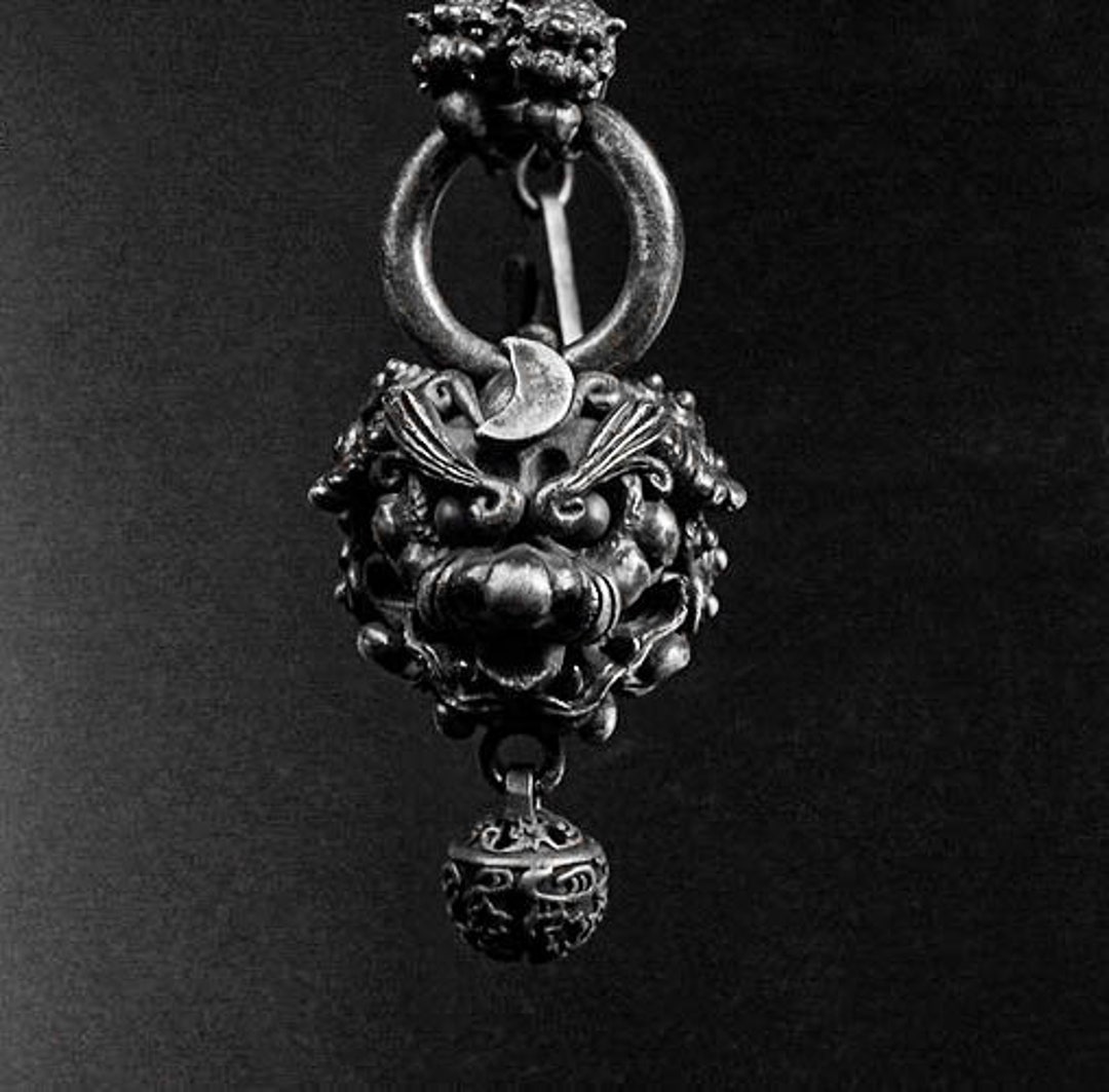 Sterling Silver Lion Bell Pixiu Ghetto Jewelry Brass Pendant Tribal Men ...